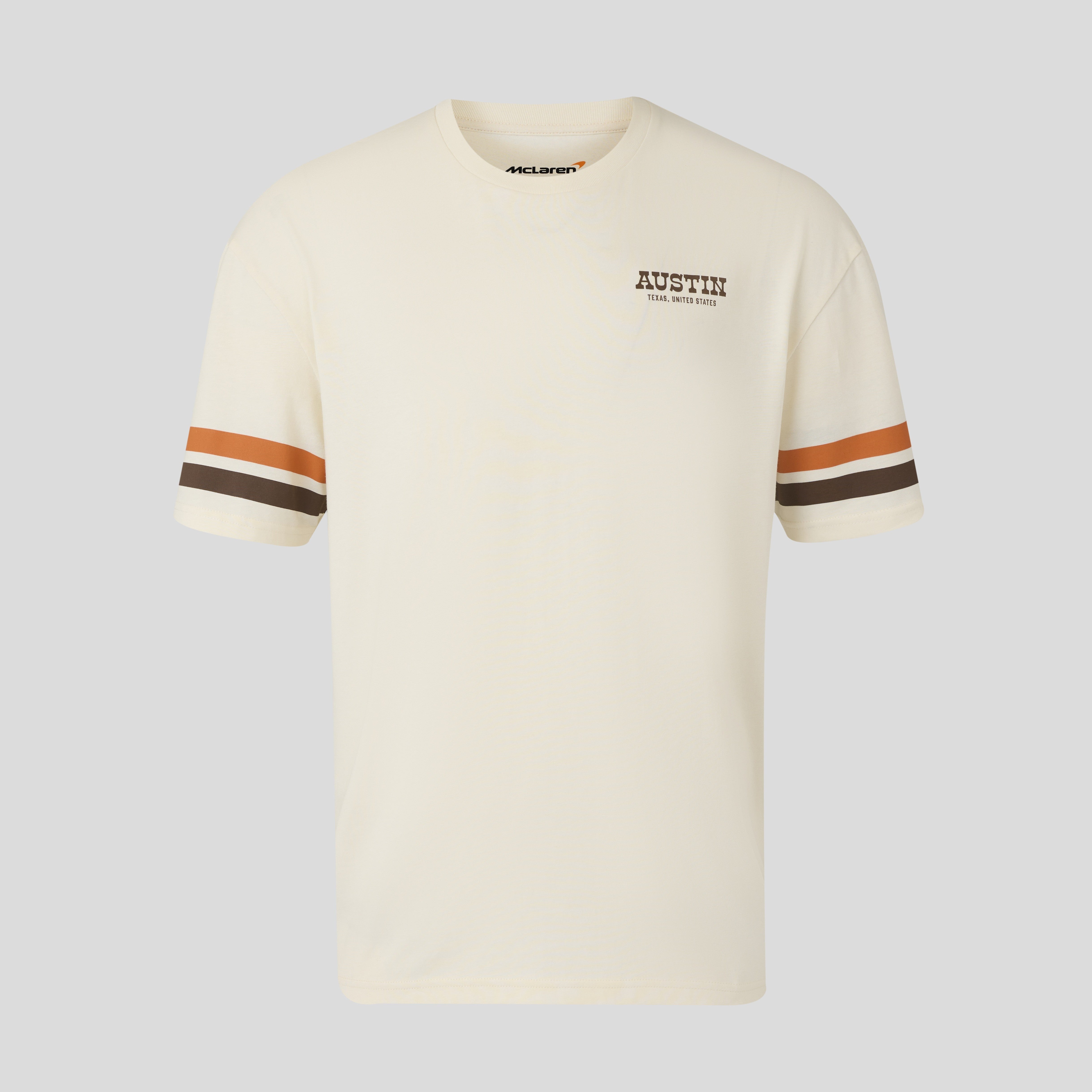 McLaren Racing F1 Austin Stripe Sleeve Tee Unisex - Egret | TheRaceWorks